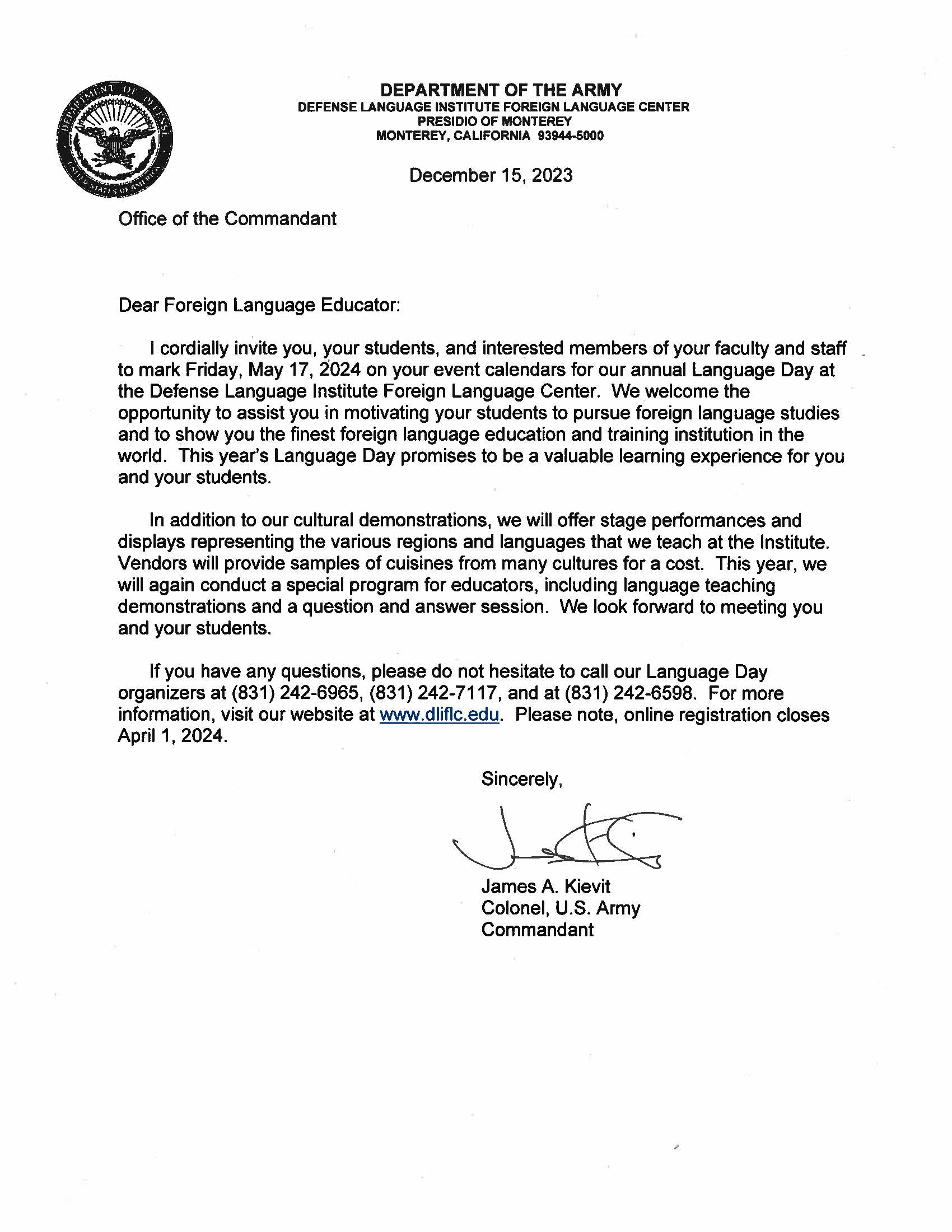 Language Day | Defense Language Institute Foreign Language Center